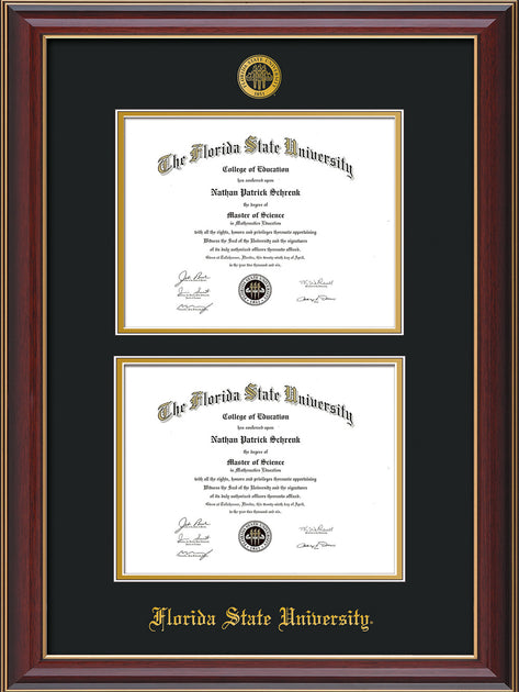 FSU Diploma Frame - C Lacqu - w/FSU Seal - Dbl Diploma - Black on Gold ...