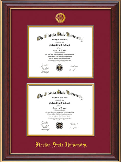 FSU Diploma Frame - C Lacquer - w/FSU Seal - Dbl Diploma - Garnet/Gold ...
