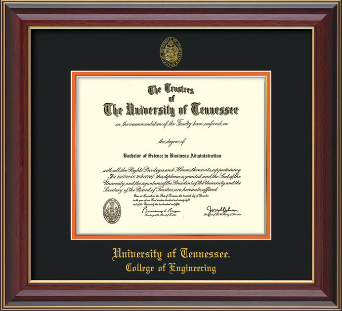 UT Diploma Frame-Cherry Lacquer-UT Seal-Engineering- Black/Orange ...
