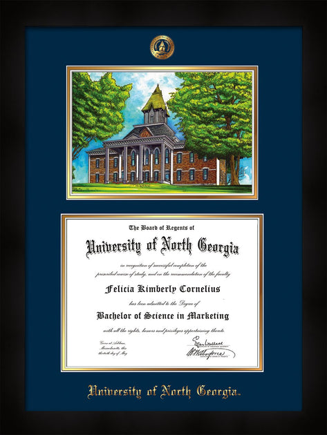 U of North Georgia-Flat Matte Black-w/UNG Wordmark-Watercolor-Navy/Gold ...