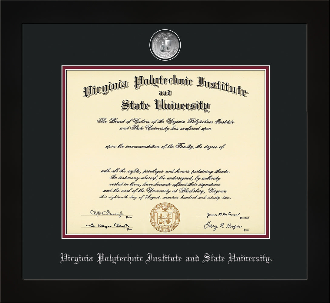Virginia Tech Diploma Frame Virginia Tech Diploma Frame Vintage